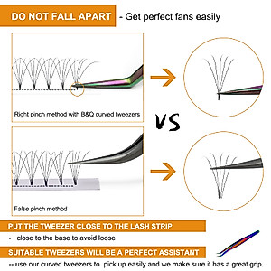 Premade Fans Eyelash Extensions 5D 6D 4D 3D Pre Made Eye Lash Extension Fans Short Stem 0.07 0.10 C D Curl Volume Lash Extensions 9mm to 18mm B&Qaugen Eyelash Extension (5D-0.10D,8-15MIX)