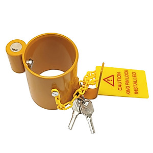 Fundyliue 5th Wheel King Pin Lock Solid Steel Trailer King Pin Lock Anti Theft Replacement for RVs Container Trailers and Campers with Warning Tag