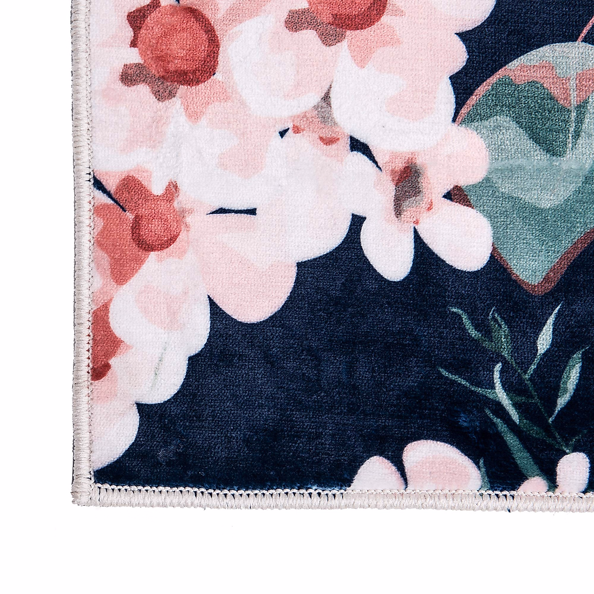 Levtex Home - Fiori Floral - Rug/Carpet - 3 x 5 (36in. X 60in.) - Midnight, Pink, Green - 100% Polyester - Woven Fabric Backing - Bedroom, Playroom, Family Room or Kids' Room