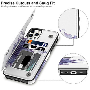 LETO for iPhone 15 Pro Case Flip Folio Leather Wallet - Fashionable Flower Designs - Card Slots,Kickstand - Protective Phone Case for Women and Girls - 6.1" - Blooming Purple Flower