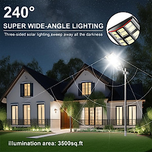 XCQMHF Solar Street Light 3200W Outdoor Solar Parking Lot Lights 300000Lumens LED Solar Street Light Waterproof IP67 Dusk to Dawn, Solar Flood Lights with Motion Sensor 3-Pack (3200W-3Pack)