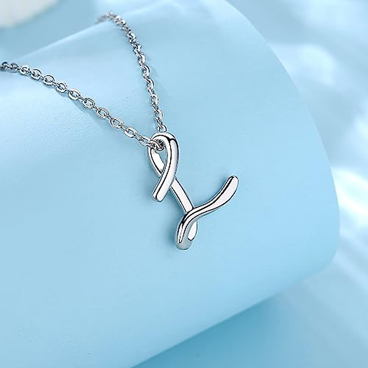 EUDORA Sterling Silver Initial Necklaces for Women L Letter Alphabet Personalized Charm Pendant Initial Necklace with 18inch O-Ring Chain