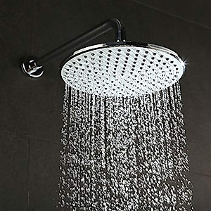 Naples Wall Mount Shower Set With Digital Mixer - LED Display Round Shower Head Hot & Cold Temperature Control - BS61LD Single Handle Contemporary Style Chrome Shower Set Shower Head Size - 10 Inch