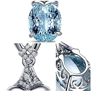 wassana Romantic Natural Women Silver Necklace Aquamarine Pendant Jewelry