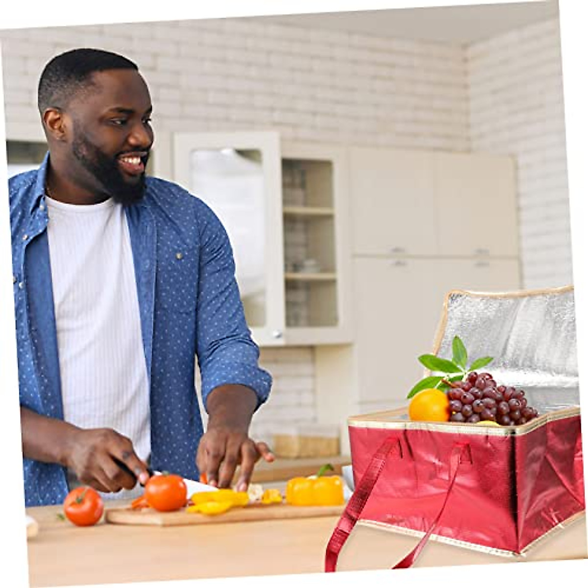 FUNOMOCYA Insulated Bag Food Storage Bag Decorative Thermal Food Bag Outdoor Insulation Bag Warmer Bags Insulated Tote Bags Pizza Carrier Bag Bags for Hot Food Pearl Cotton Aluminum Film Red