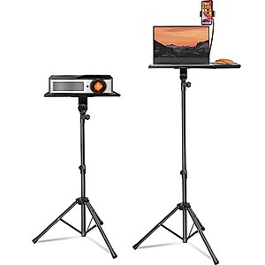 SCREENSEAT Projector Stand Tripod With Mouse Tray – Laptop Projector Tripod Stand Adjustable Height 23.4" to 48.3" With Gooseneck Phone Holder - Perfect Tripod for Office, Home, Outdoor DJ Equipment