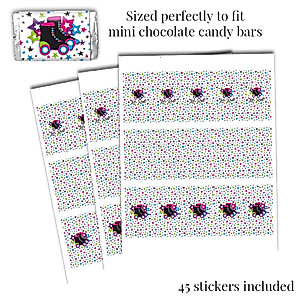 Let's Roll Star Roller Skating Birthday Party Sticker Bundle Kit - 429 Pieces!!! Includes 60 2" Circle Stickers for Favors & Bags, 45 Mini Candy Wrappers, & 324 Round Kiss Stickers by Amanda Creation