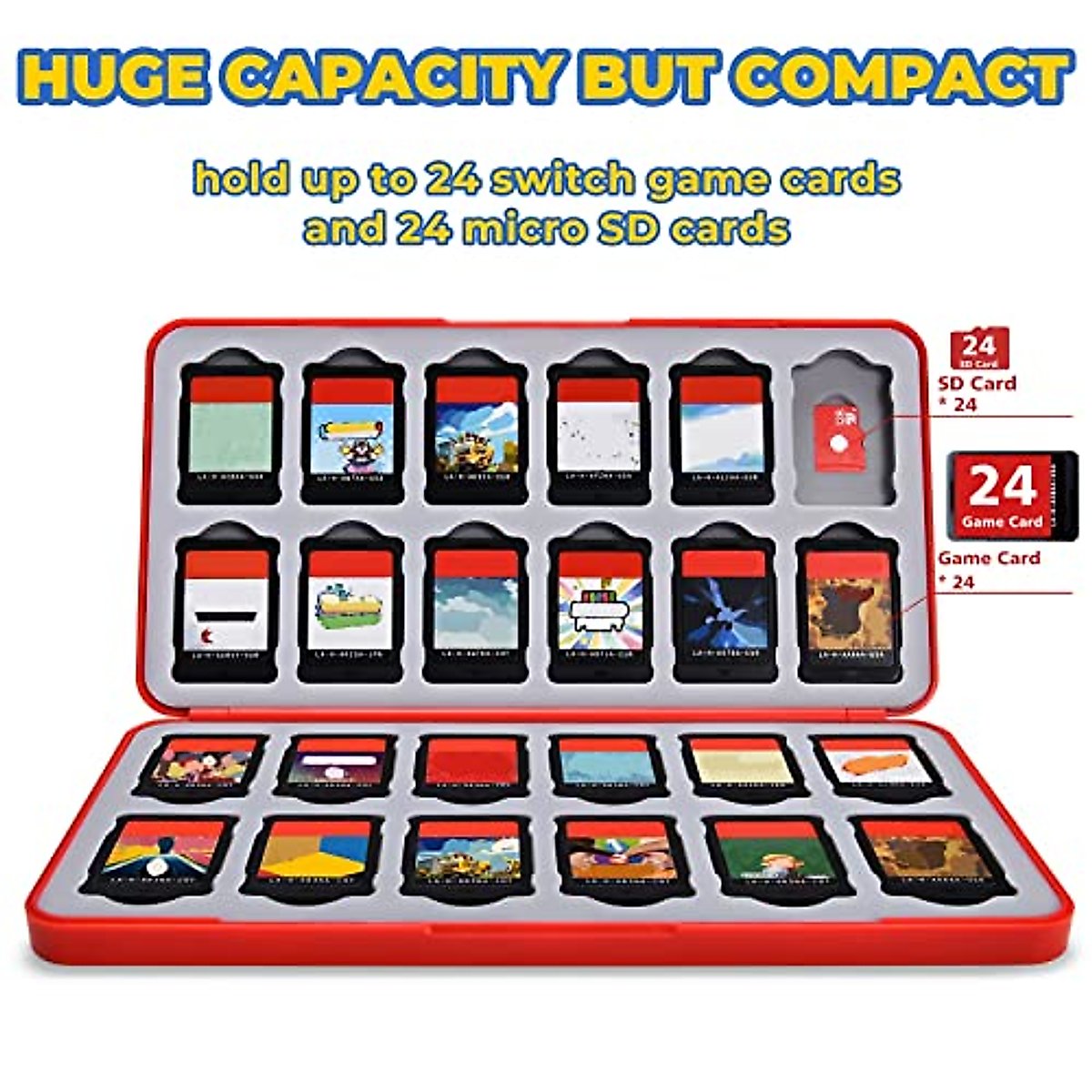 Switch Game Case Compatible with Nintendo Switch Games & Micro SD Cards, FUNLAB Switch Game Holder Cartridge Case with 24 Game Card Storage - Pokedex Red