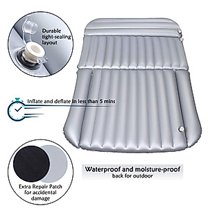 DTOWER SUV Air Mattress, Car Inflatable Mattress Thickened Car Air Bed Portable Camping Outdoor Mattress with Air Pump Home Air Mattress for Outdoor Camping Travel, Flocking Surface, Fast Inflation