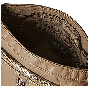 Bueno of California Grainy Washed Organzier Crossbody, Mushroom