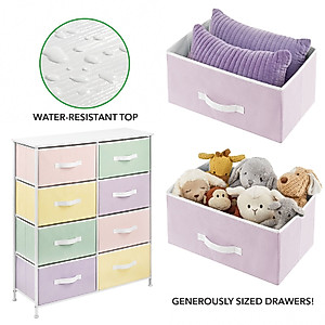 mDesign 38.31" High Steel Frame/Wood Top Storage Dresser Furniture Unit with 8 Removable Fabric Drawers - Large Bureau Organizer for Bedroom, Living Room, or Closet - Jane Collection, Bright/Multi