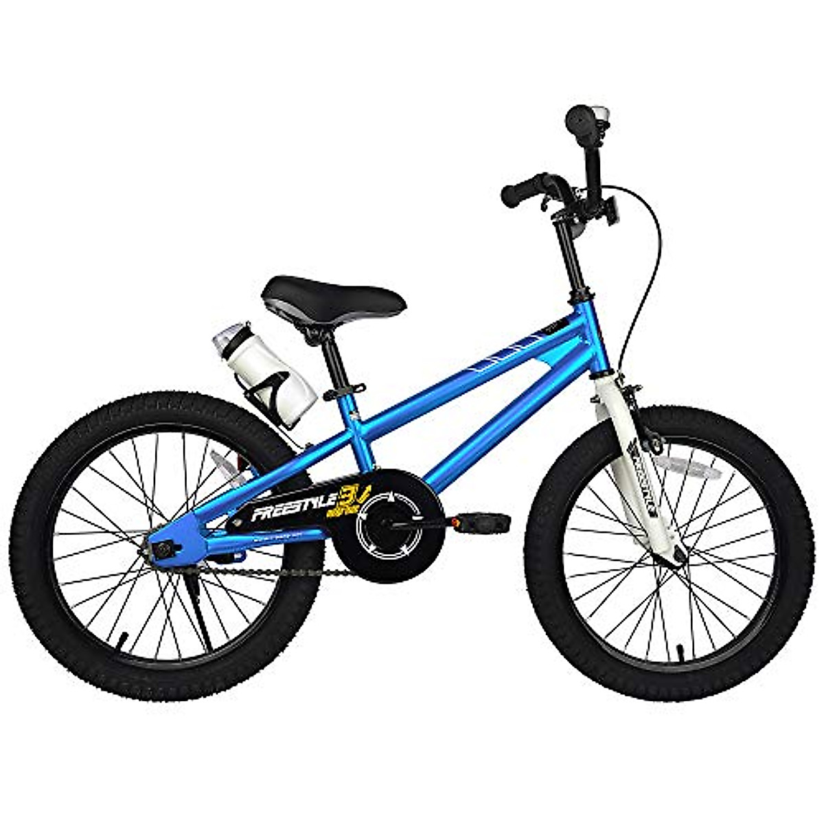 RoyalBaby Freestyle Kids Bike Boys Girls 18 Inch BMX Childrens Bicycle with Kickstand for Ages 5-8 years, Blue