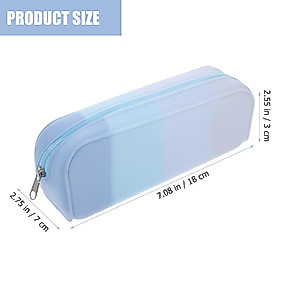 Silicone Pencil Case Pouch Bag Candy Color Pencil Case Cute Pen Case Silicone Pencil Case Small Cute Aesthetic Zipper Pencil Pouch for Travel Cosmetics Makeup Sky-blue