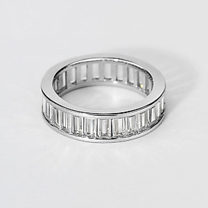 Michooyel Emerald Cut Eternity Ring for Women Channel Setting Wedding Ring Diamond Bands Rings Sterling Silver Cubic Zirconia Statement Rings for Women