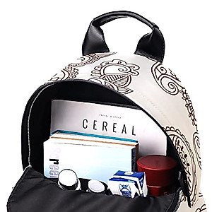 Bookbags for Boys Girls Travel Leather Backpack for Men Women, Paisley floral texture pattern