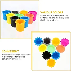 10pcs Shakeproof Anti- Rolling Wireless Handheld Microphone Protection Silicone Bottom Rod Sleeve Holder for KTV Device Random Color