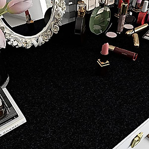 FunStick Self Adhesive Felt Fabric for Crafts 15.8"x78.8" Black Velvet Fabric Roll Soft Velvet Drawer Liners for Dresser Jewelry Box Black Felt Sheets Black Peel and Stick Wallpaper for Cabinets Shelf