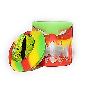 Singlenett Silicone Halloween Eye Glass Herb Jar (80ml) Leaf Stash Container with Air Tight and Smell Proof Seal (Red, Green, Yellow)