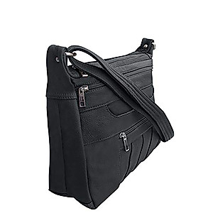 Black Leather Concealed Carry Handbag Roma 7082