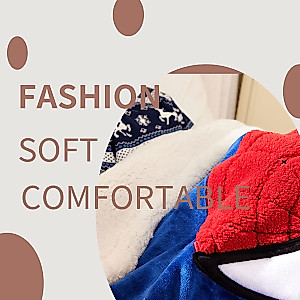 COCOPLAY W 3D Cartoon Embroidery Sherpa Flannel Blanket Throw for Kids, Soft Warm Cozy Plush Blanket for Couch Bed Sofa