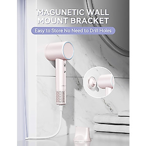 Negative Ionic Hair Dryer,ANLAN 1300W Fast Drying Blow Dryer 120,000 RPM Professional High-Speed Hair Dryer Low Noise Home Hairdryer with Magnetic Nozzle Lightweight Travel Hairdryers for Women (Pink)