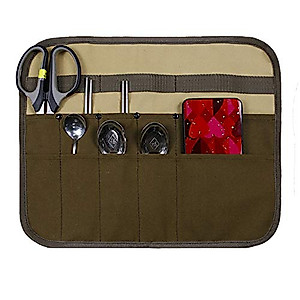 10 PACK Organizer Portable Multi Pocket Canvas Utensil Storage Holder Multi-Purpose Brush Roll Bag Travel Tool Roll Pouch for Camping Barbecue Flatware Hiking