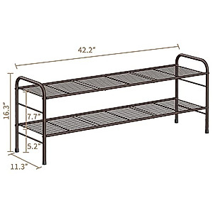 Dicasser 2-Tier Long Shoe Rack Organizer Extra Large Capacity for 18 Pairs,Bronze