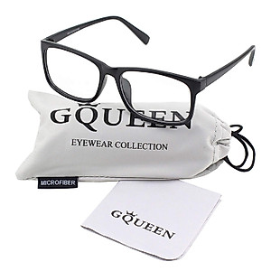GQUEEN Fake Clear Glasses Non Prescription Glasses Eyeglasses Rectangular Frame Matte Black, 201512