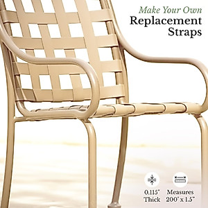 1.5" Wide x 200' Roll Vinyl Strap for Patio Chairs, Lawn Furniture, and Deck Chairs, Make Your Own Replacement Straps, (Dove Beige)