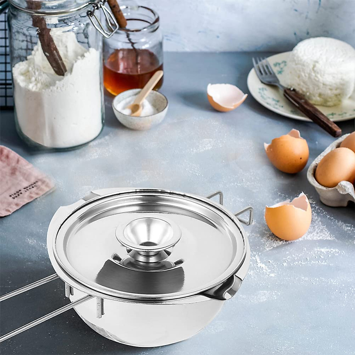 Hemoton Coffee Warmer Butter Warmer with Handle Mini Turkish Coffee Maker Stainless Steel Melting Pot with Lid Pan Saucepan Kitchen Cookware Cooking Accessories 14cm Turkish Coffee Pot