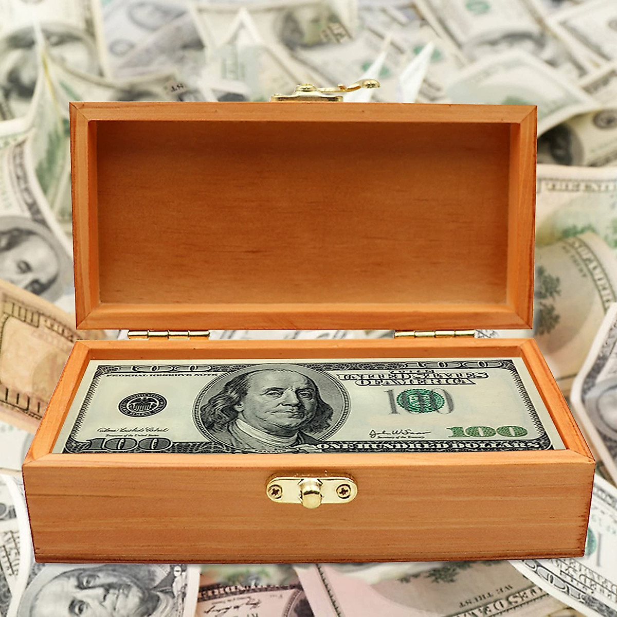 Wooden Lockable Currency Tray, Single Row Currency Tray, Cash Organizer Money Storage Box, Money Organizer for Cash (Bronze)