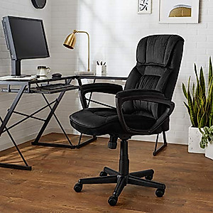 Amazon Basics Classic Office Desk Computer Chair - Adjustable, Swiveling, Ultra-Soft Microfiber, Lumbar Support, 28"D x 25"W x 43.5"H, Black