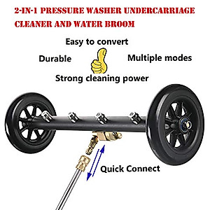 Tool Daily Dual-Function Undercarriage Cleaner,Surface Cleaner for Pressure Washer, 16 Inch, Underbody Car Wash Water Broom with 3 Pieces Extension Wand, 4000 PSI