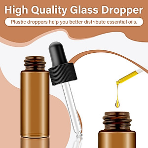 Oubest 30Pcs Mini Dropper Bottles 5ml Essential Oil Dropper Bottles with Dropper Leakproof Sample Dropper Bottles Amber Small Glass Dropper Bottles for Essential Oils Perfume Cosmetic Liquid