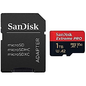 SanDisk 1TB Extreme Pro MicroSD Memory Card with Adapter Works with GoPro Hero 9, Hero 8, Max 360 - U3 V30 4K A2 Class 10 (SDSQXCZ-1T00-GN6MA) Bundle with 1 Everything But Stromboli Micro Card Reader