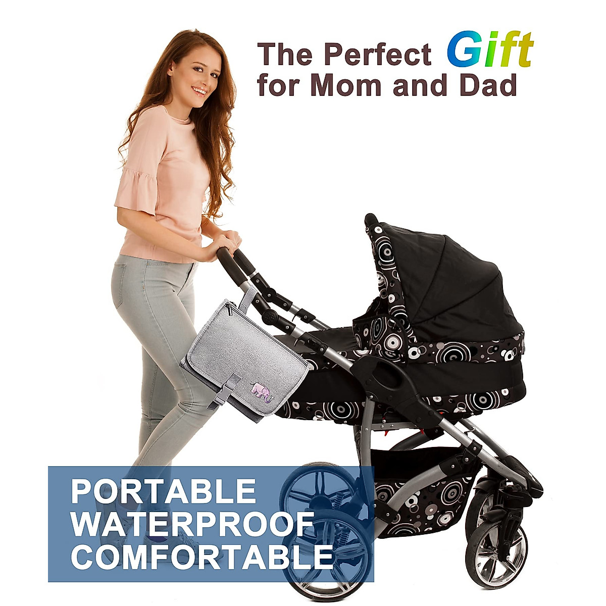 Portable Diaper Changing Pad with Built-in Head Cushion,Newborn Baby Changing Pad with Smart Wipes Pocket,Waterproof Travel Changing Mat Station kit,Baby Diaper Bag Shower Gift for Boys and Girls…