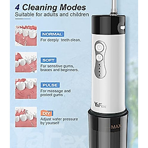 Water Dental Flosser Portable Cordless for Teeth - YaFex Water Teeth Pick Cleaner Rechargeable Dental Oral Irrigator with DIY Mode, 5 Jets, Travel Case (Black)