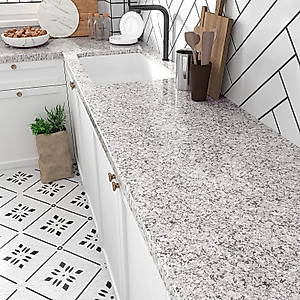 VEELIKE 15.7''x118'' Granite Contact Paper for Countertops Waterproof Self Adhesive Grey Granite Wallpaper Peel and Stick Countertops for Kitchen Bathroom Counter Top Removable Decorative Film Vinyl