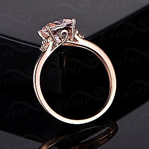 Kardy Fashion Amazing Genuine Morganite Gemstone Real Diamond Solid 14K Rose Gold Engagement Wedding For Women Ring Set