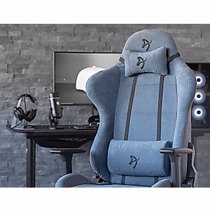 Arozzi Torretta Premium Soft Fabric Gaming Chair, Breathable Fluid-Repellent Ergonomic Office Chair with Adjustable Height, 3D Armrest & 2 Supportive Pillows (Blue)