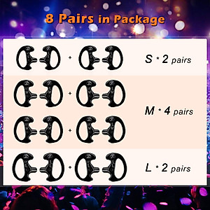 Zeadio 8-Pair Radio Earpiece, Soft Silicone Earmould Earbud Earplug for Walkie Talkie Acoustic Earpiece Headset, Two-Way Radio Coil Tube Audio Kits - Black