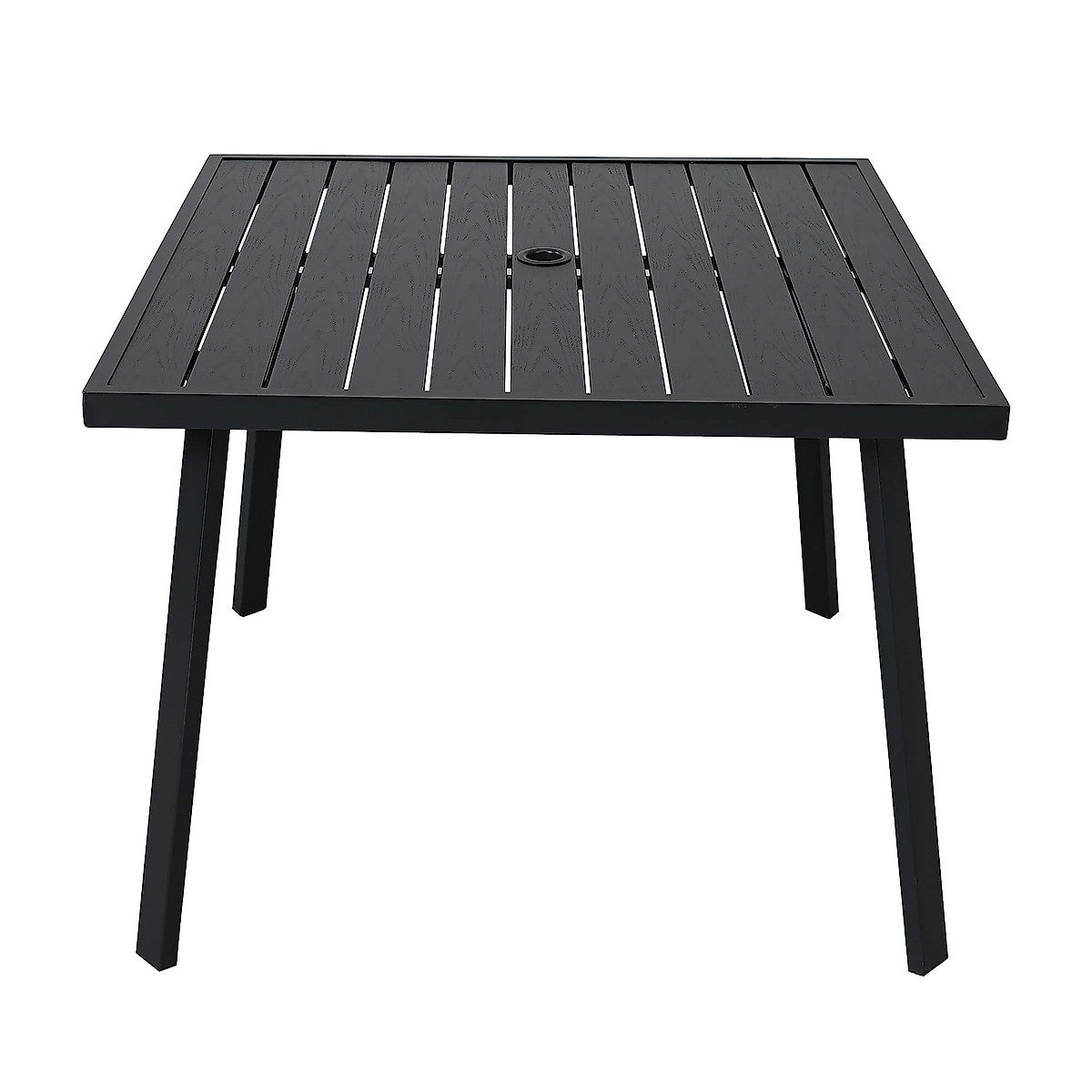 Quarte Patio 5-Piece Dining Table Furniture Set,Outdoor PE Wicker Conversation Set with Umbrella Hole and 4 Dining Chairs,for Porch Lawn Garden Backyard Poolside