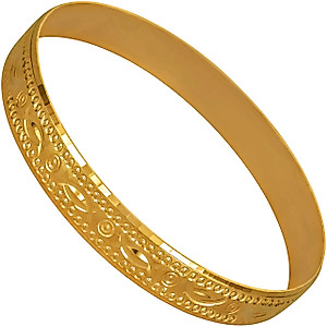 LIFETIME JEWELRY 10mm Bangle Bracelet 24k Real Gold Plated for Women and Teen Girls (3)