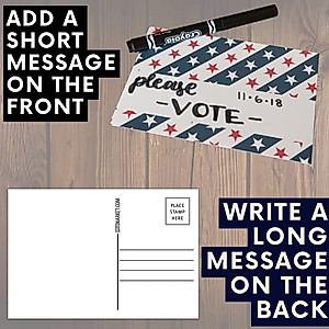 100 Pack of Blank Postcards. Each Post Card in This Patriotic, Bulk Set is 4 x 6, USPS Compliant (mailable), and USA Made. Mail to Voters to get Votes. Flip Side is Plain White and unused. (Variety)
