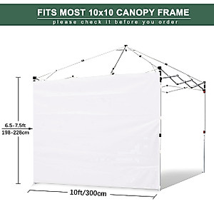 JANCANOPY 1 Piece Sidewall with Zipper for Outdoor Camping Canopy Screen Wall Outdoor sunwall for 10 x 10' Patio Gazebo and Tent,(White)