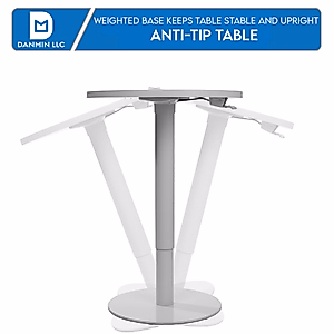 DANMIN 23.5" Round Tabletop - Sit to Stand, Height Adjustable Table/Desk from 25.5" to 40.5" - Perfect for Home Office or School Parties & Events