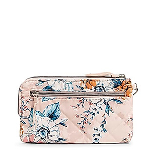 Vera Bradley Women's Performance Twill Wristlet With RFID Protection, Peach Blossom Bouquet, One Size