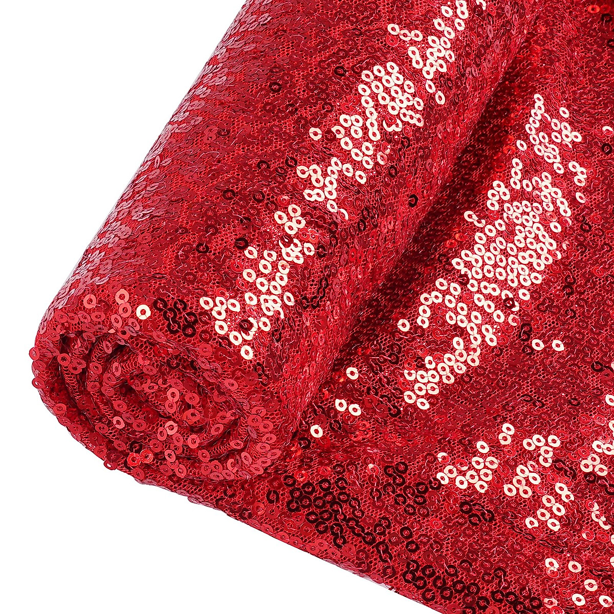 SUMERSHA Sequin Fabric by The Yard - 3 Feet 1 Yard of Red Sparkly Embroidery Sequins Fabric for DIY Sewing, Backdrop, Tablecloth, and Clothing Sewing Projects
