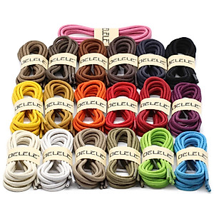 DELELE Round Cotton Waxed Shoelaces: 7/50 Inches Beige Dress Shoe Laces for Boot 2 Pair 35 inch