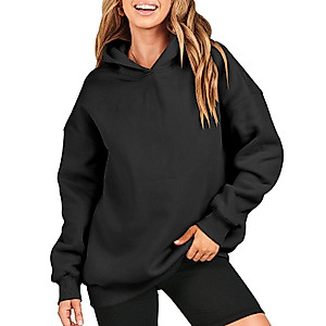 ANRABESS Womens Oversized Hoodies Fleece Pullover Sweatshirts Fall Casual Comfy Lightweight Hooded Clothes for Teen Girls Black A1023heise-S